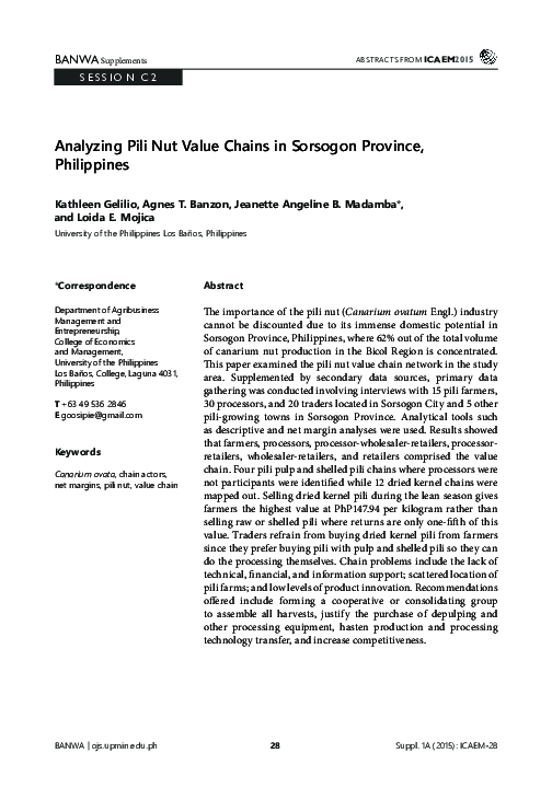 (PDF) Analyzing Pili Nut Value Chains in Sorsogon Province, Philippines ...