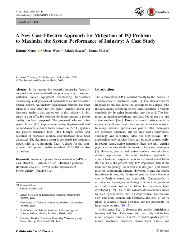 (PDF) A New Cost-Effective Approach for Mitigation of PQ Problem to ...