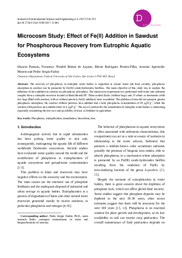 (PDF) Microcosm Study: Effect of Fe(II) Addition in Sawdust for ...