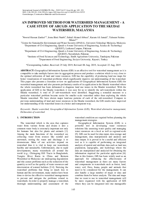 (PDF) An Improved Method for Watershed Management - a Case Study of Arcgis Application to the ...