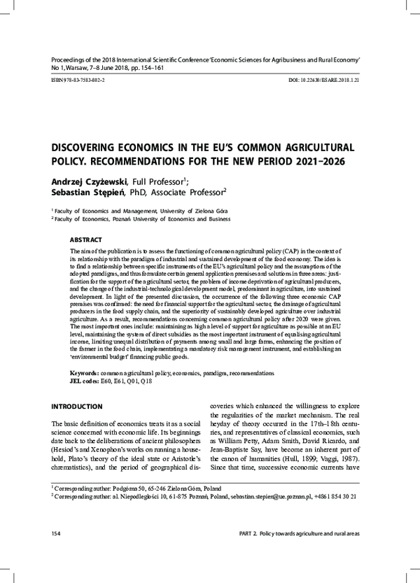 (PDF) Discovering Economics in the Eu’s Common Agricultural Policy ...