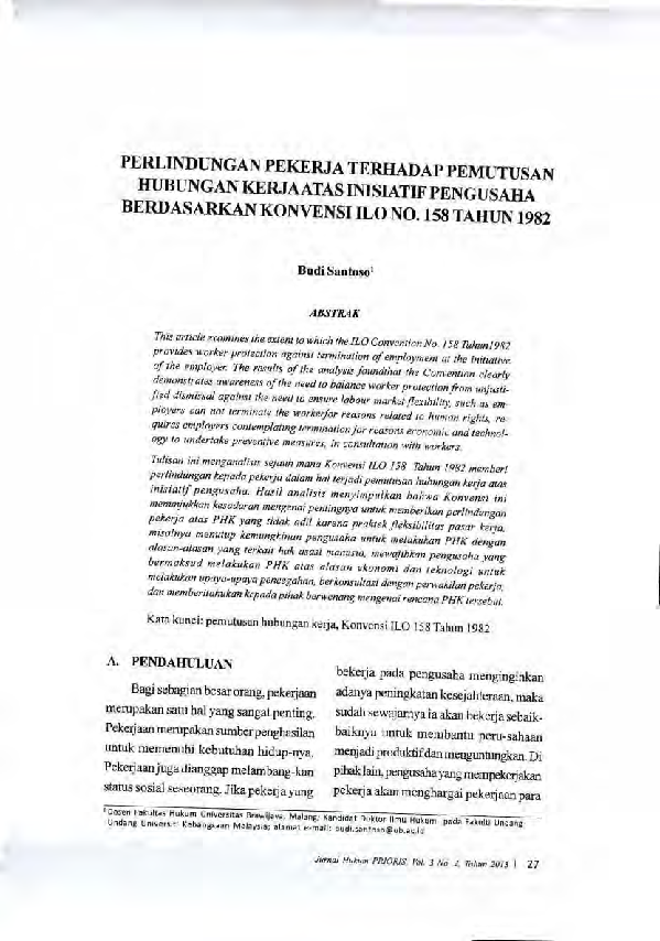 (PDF) Perlindungan Pekerja Terhadap Pemutusan Hubungan Kerja Atas ...
