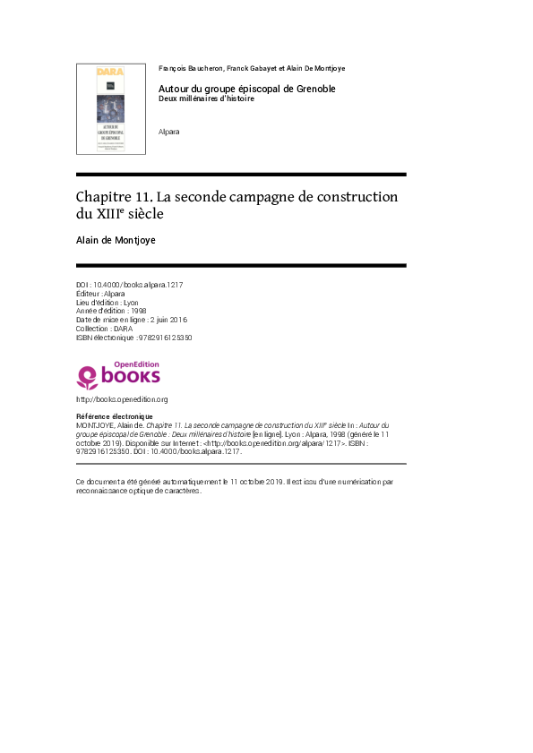 (PDF) Chapitre 11. La seconde campagne de construction du XIIIe siècle