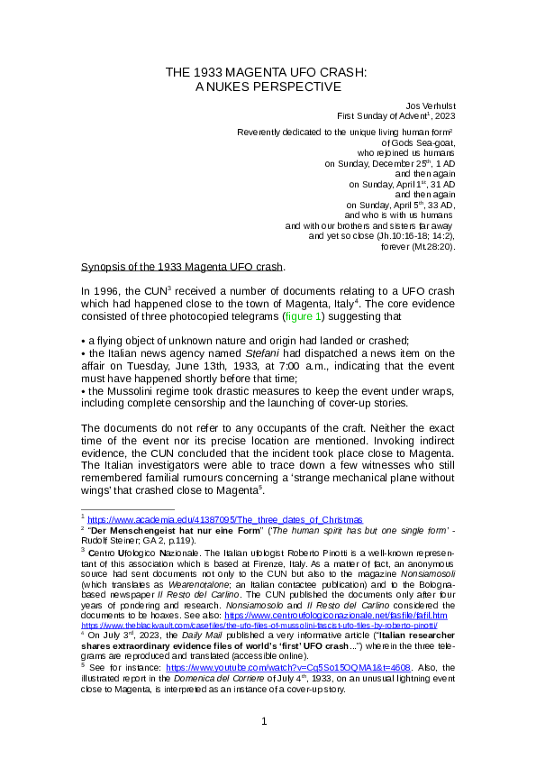 (PDF) THE 1933 MAGENTA UFO CRASH: A NUKES PERSPECTIVE