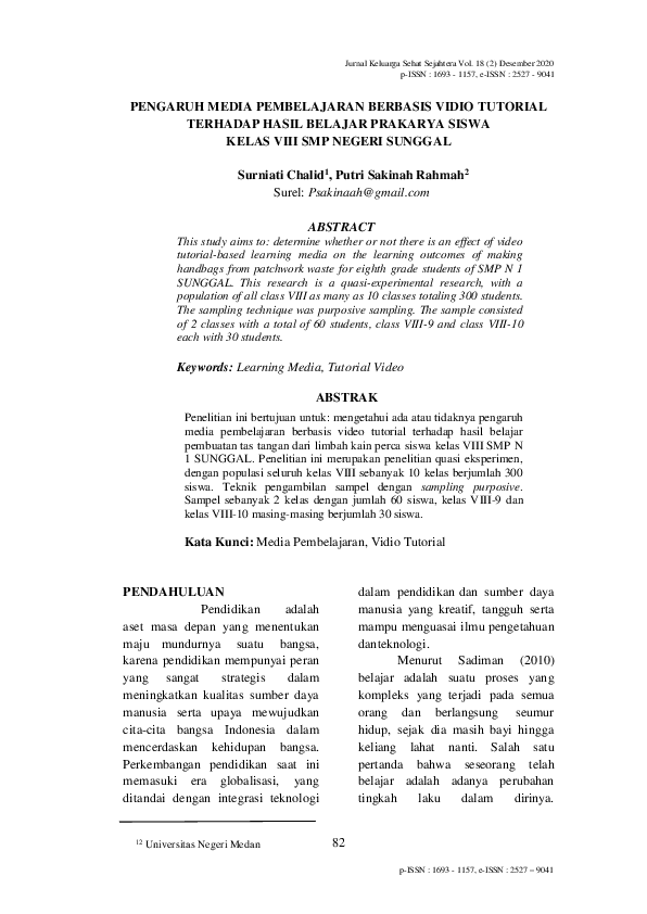 (PDF) Pengaruh Media Pembelajaran Berbasis Vidio Tutorial Terhadap Hasil Belajar Prakarya Siswa ...