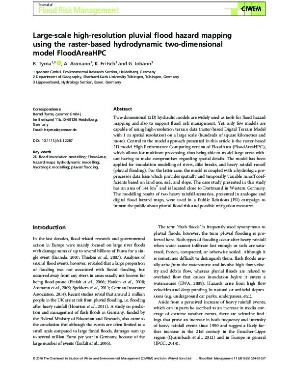(PDF) Large-scale high-resolution pluvial flood hazard mapping using the raster-based ...