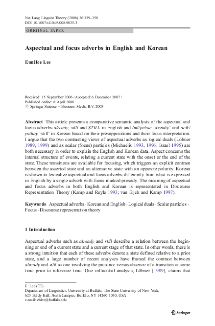 (PDF) Aspectual and focus adverbs in English and Korean
