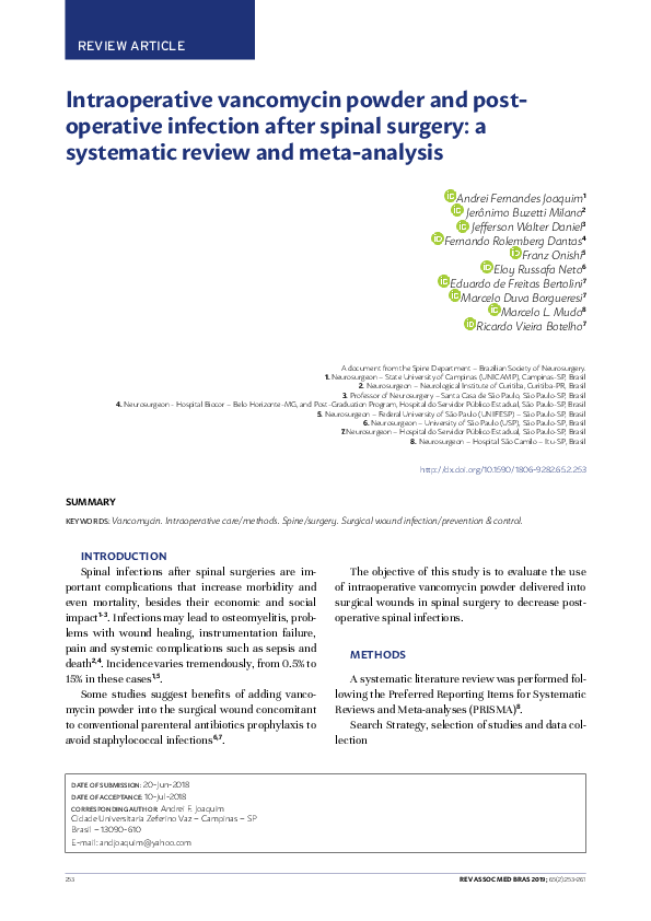(PDF) Intraoperative vancomycin powder and post-operative infection ...