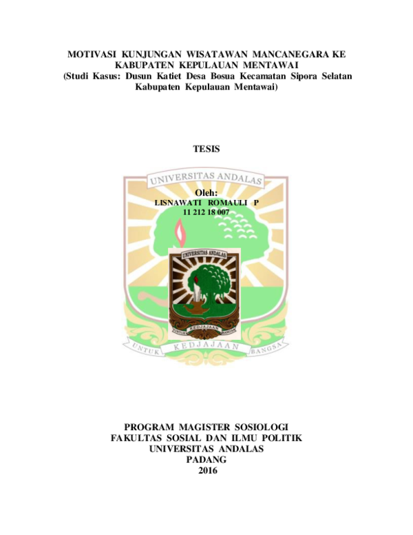 (PDF) MOTIVASI KUNJUNGAN WISATAWAN MANCANEGARA KE KABUPATEN KEPULAUAN ...