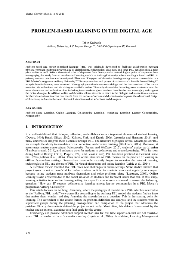 (PDF) Problem-Based Learning in the Digital Age