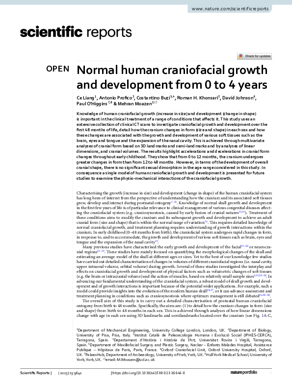 (PDF) Normal human craniofacial growth and development from 0 to 4 years