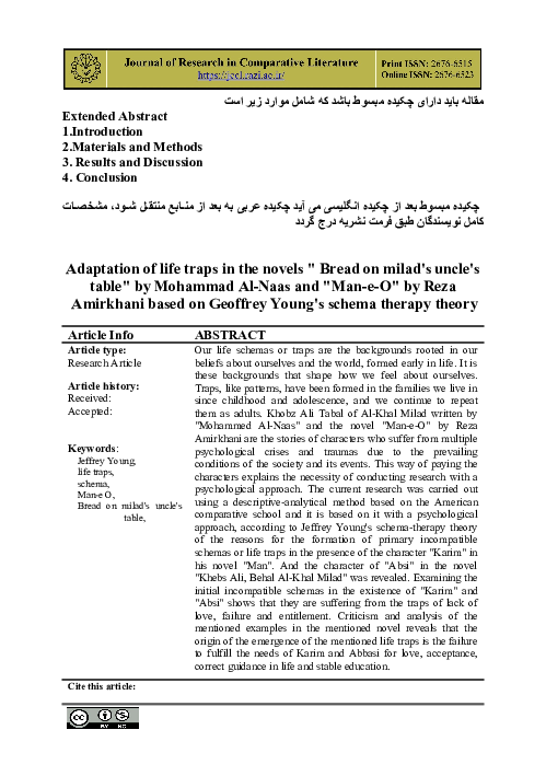 (DOC) Adaptation of life traps in the novels " Bread on milad's uncle's ...