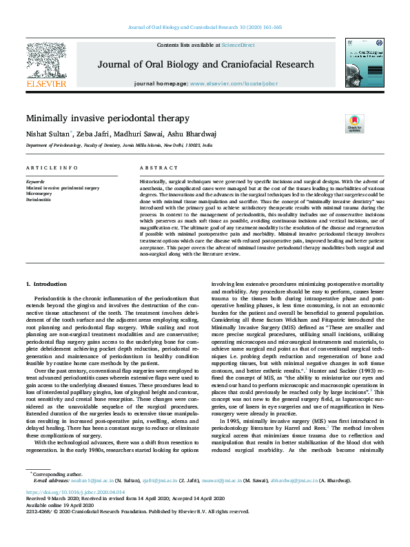 (PDF) Minimally invasive periodontal therapy