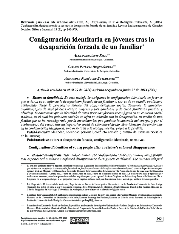 (PDF) Configuration of identities of young people after a relative’s ...