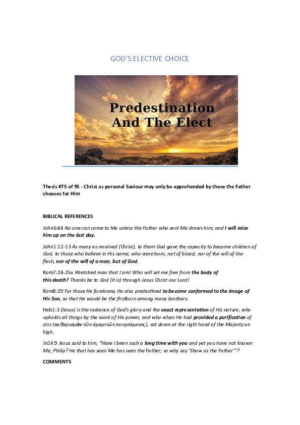 (PDF) GOD'S ELECTIVE CHOICE