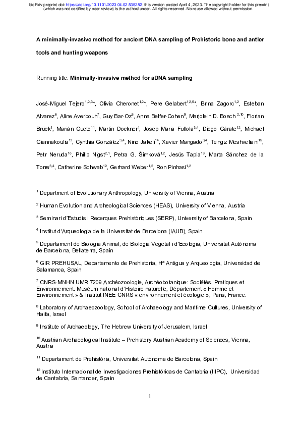 (PDF) A minimally-invasive method for ancient DNA sampling of ...
