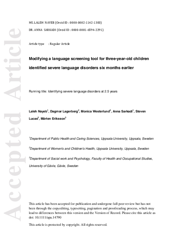 (PDF) Modifying a language screening tool for three‐year‐old children ...