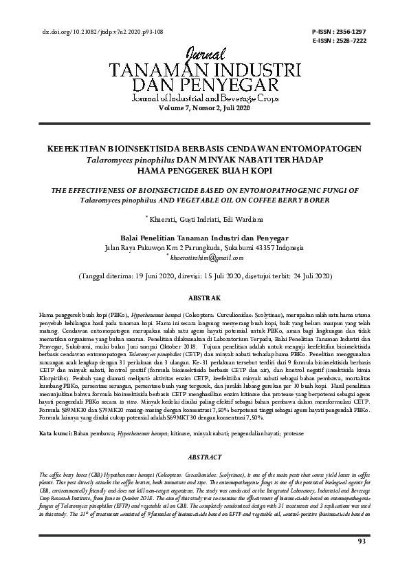 (PDF) Keefektifan Bioinsektisida Berbasis Cendawan Entomopatogen ...