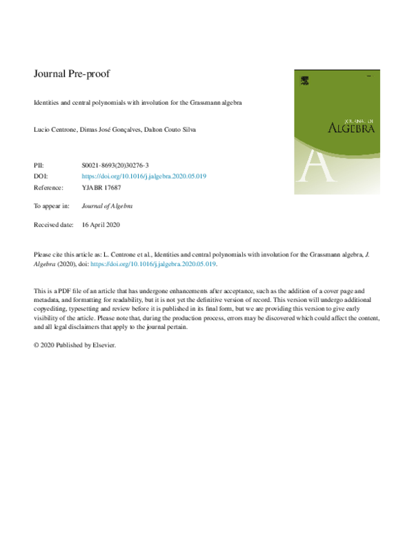 (PDF) Identities and central polynomials with involution for the ...