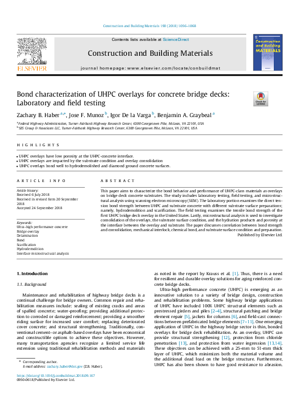 (PDF) Bond characterization of UHPC overlays for concrete bridge decks ...