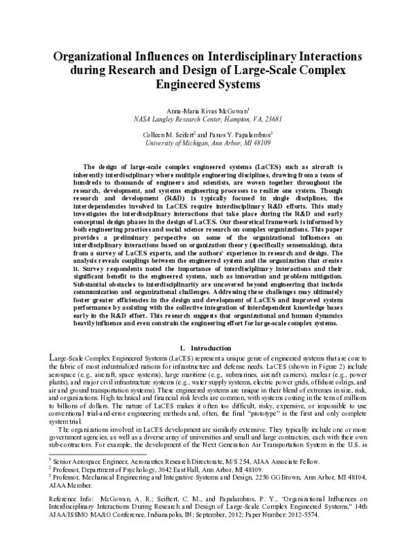 (PDF) Organizational Influences on Interdisciplinary Interactions ...