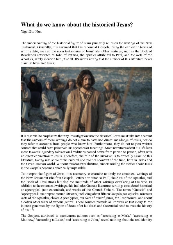 (PDF) What do we know about the historical Jesus