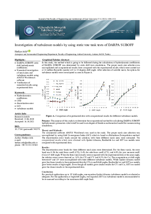 (PDF) Türbülans modellerinin DARPA SUBOFF statik sürükleme testi ...