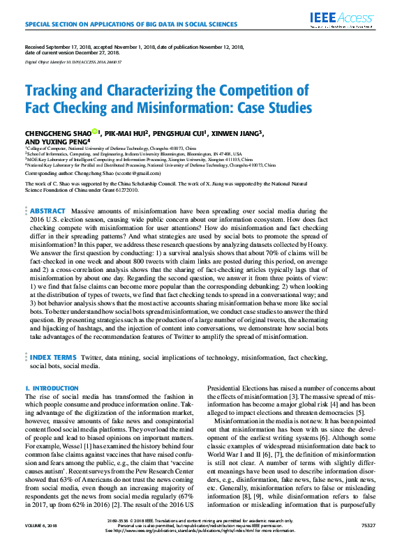 (PDF) Tracking and Characterizing the Competition of Fact Checking and ...