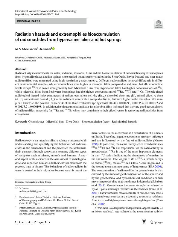 (PDF) Radiation hazards and extremophiles bioaccumulation of ...