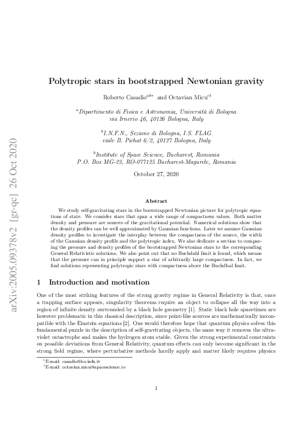 (PDF) Polytropic stars in bootstrapped Newtonian gravity