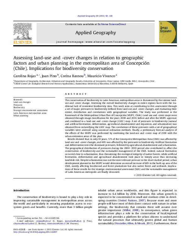 (PDF) Assessing land-use and -cover changes in relation to geographic ...