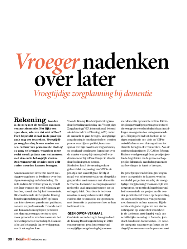 (PDF) Vroeger nadenken over later