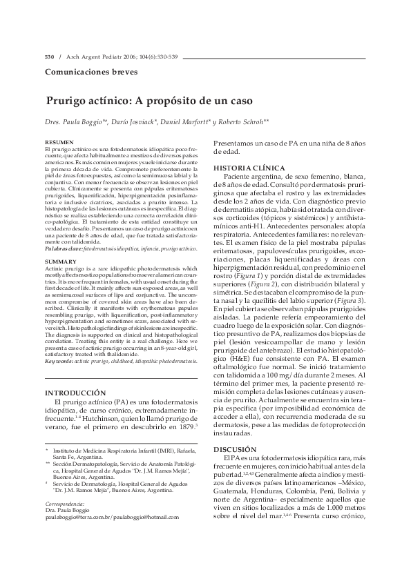 (PDF) Prurigo actínico: A propósito de un caso
