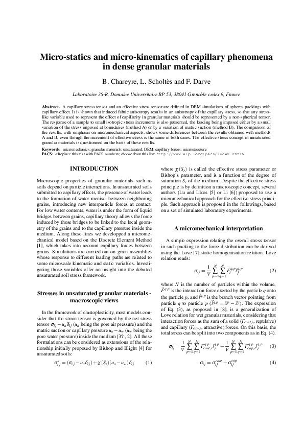 (PDF) Micro-statics and micro-kinematics of capillary phenomena in ...