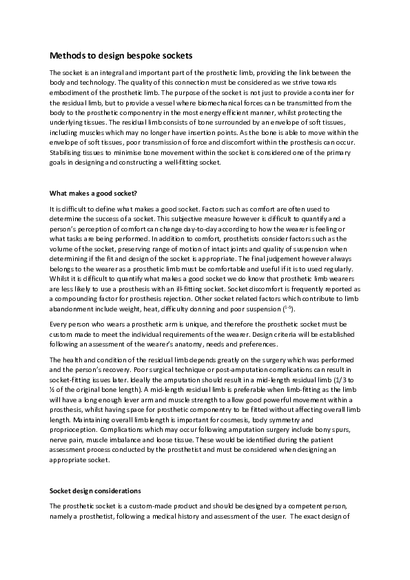 (PDF) Methods to design bespoke sockets