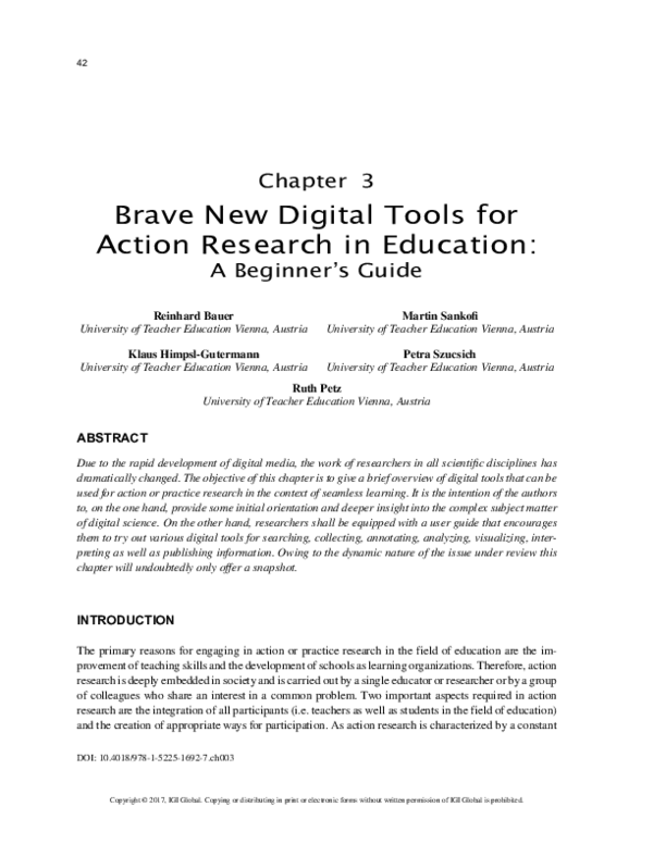 (PDF) Brave New Digital Tools for Action Research in Education