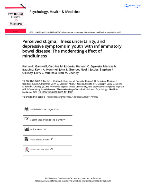 (PDF) Perceived stigma, illness uncertainty, and depressive symptoms in ...