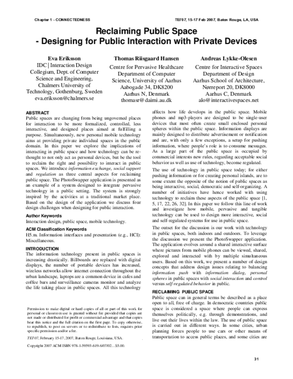 (PDF) Reclaiming public space