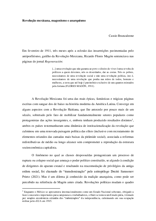 (PDF) Revolução mexicana, magonismo e anarquismo