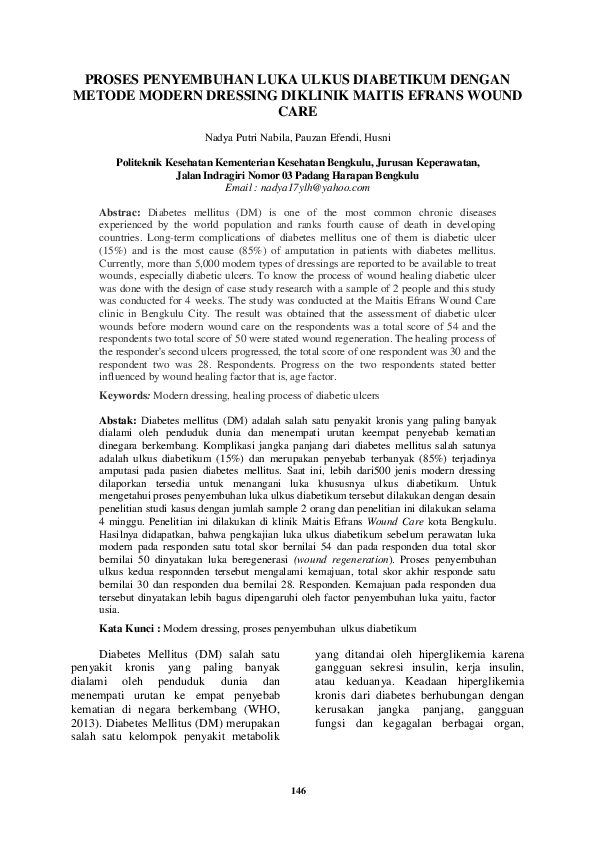 (PDF) Proses Penyembuhan Luka Ulkus Diabetikum Dengan Metode Modern ...