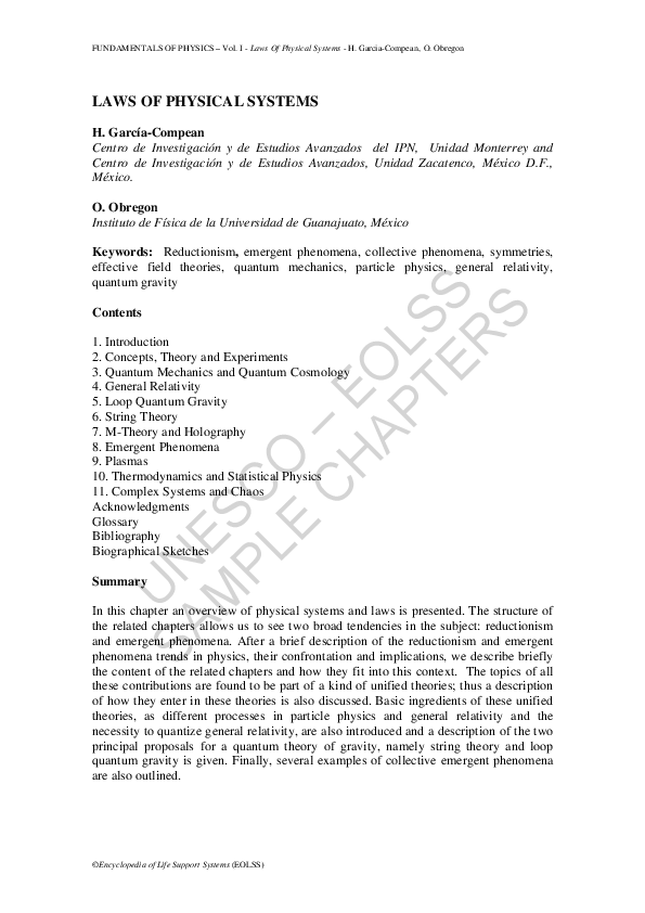 (PDF) Laws of Physical Systems