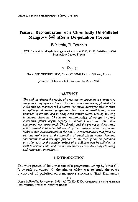 (PDF) Natural recolonization of a chronically oil-polluted mangrove ...