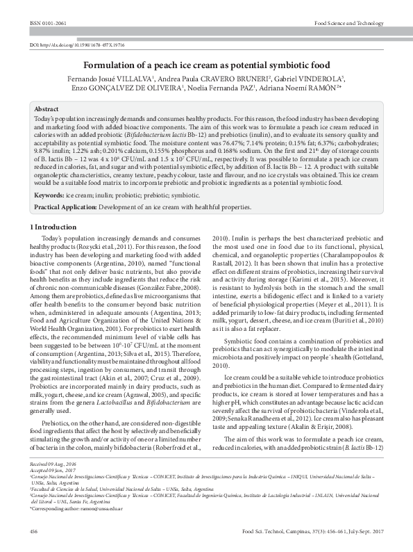 (PDF) Formulation of a peach ice cream as potential symbiotic food