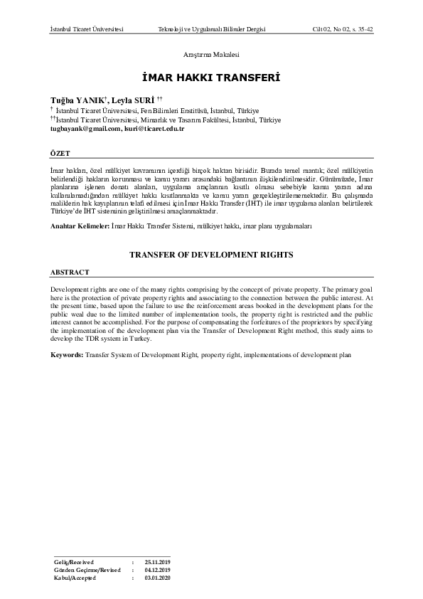 (PDF) İmar Hakki Transferi̇