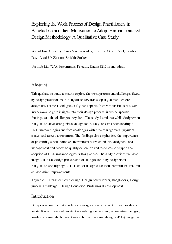 (PDF) Exploring the Work Process of Design Practitioners in Bangladesh ...