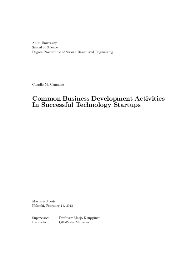 (PDF) Common Business Development Activities In Successful Technology ...