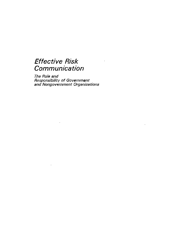(PDF) Effective Risk Communication