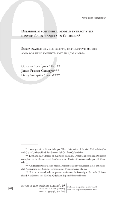 (PDF) Desarrollo Sostenible, Modelo Extractivista Ε Inversión ...