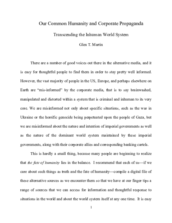 (DOC) Our Common Humanity and Corporate Propaganda Transcending the ...