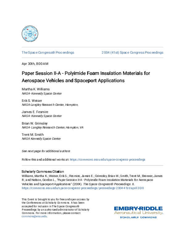 Pdf Paper Session Ii A Polyimide Foam Insulation Materials For